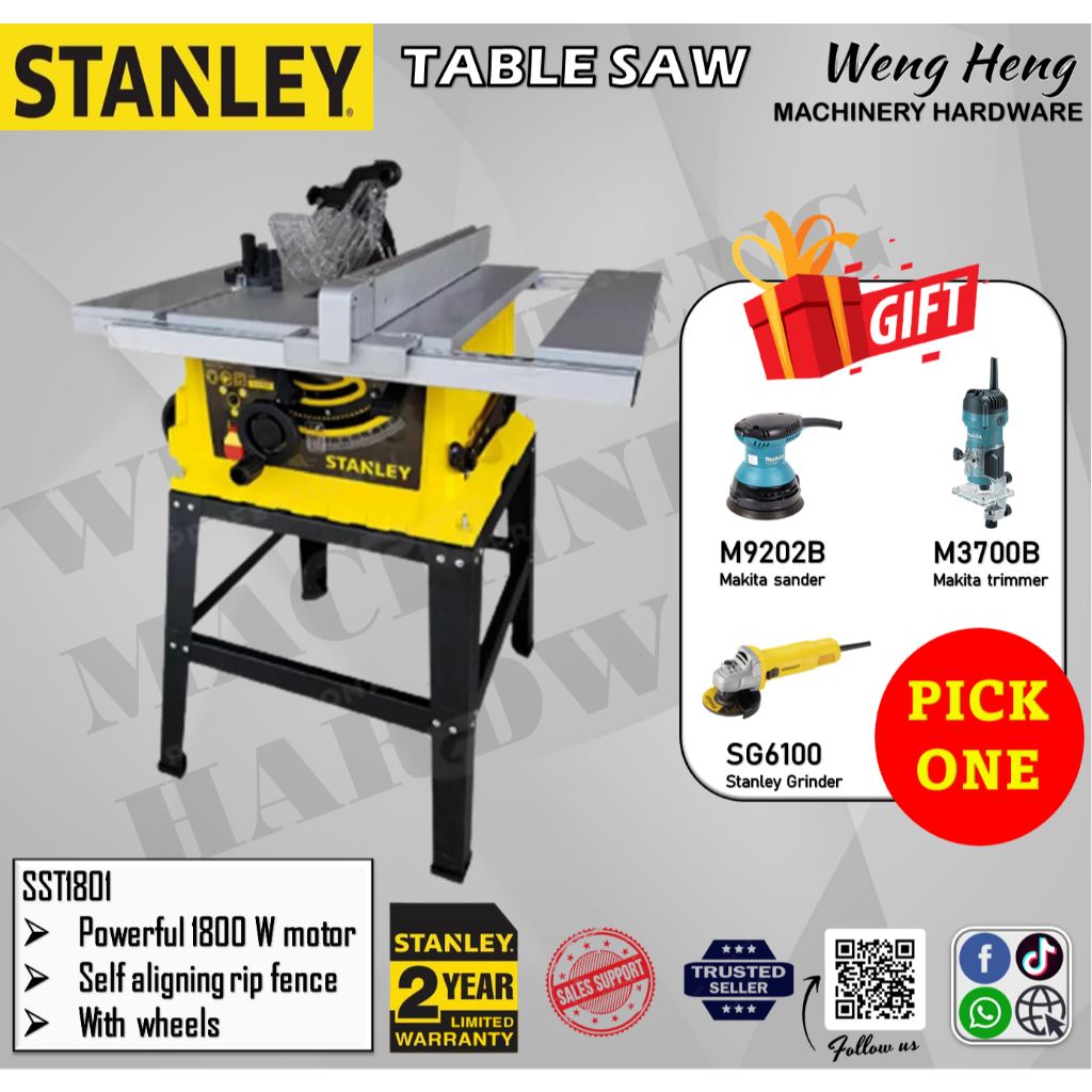 Stanley Table Saw with Frame 10" 1800W 4800/ min - Model SST1801 ...