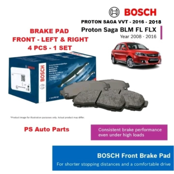 Proton BLM FL FLX Saga VVT Front Disc Brake Pad Set BOSCH Brake Depan 4 ...