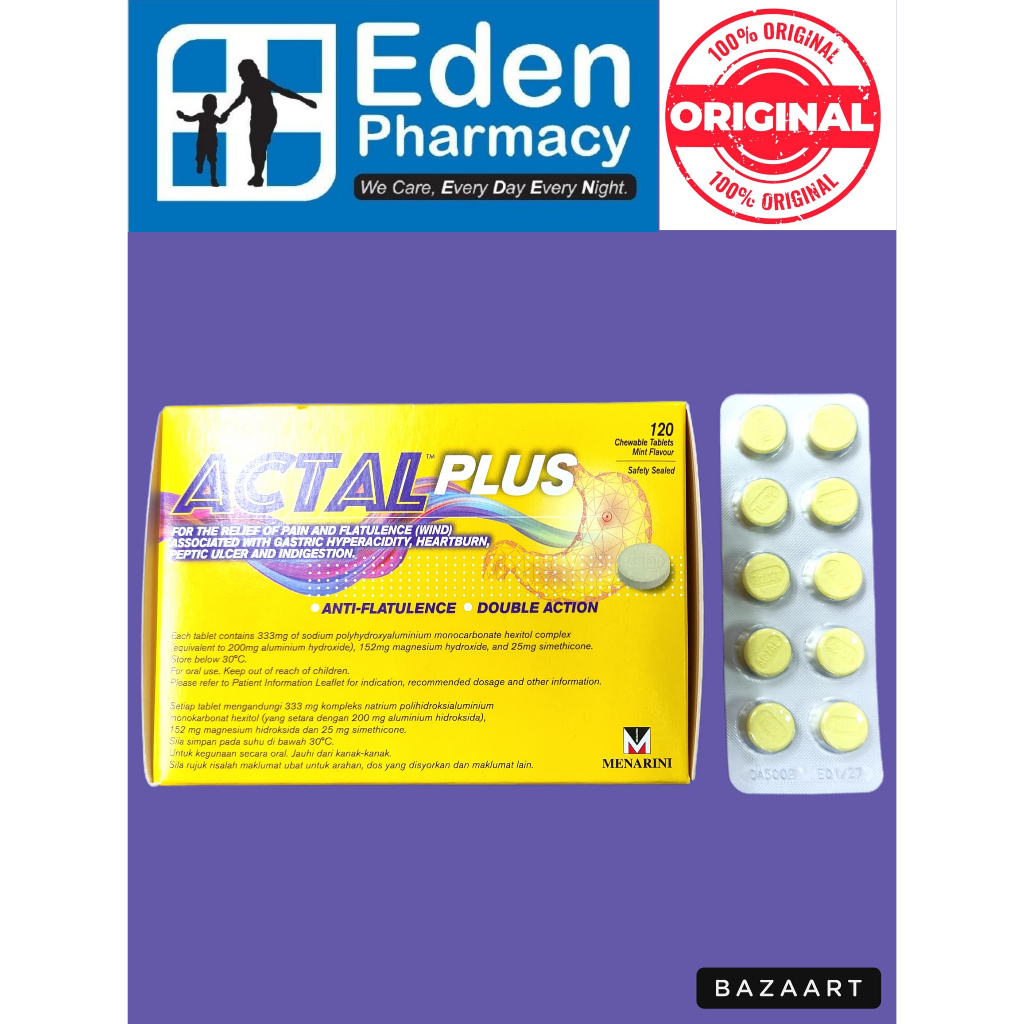 ACTAL PLUS Anti-Flatulence Double Action ( 2 x 10's strip ) / ( 5 x 10's strip ) / ( 12 x 10's ...