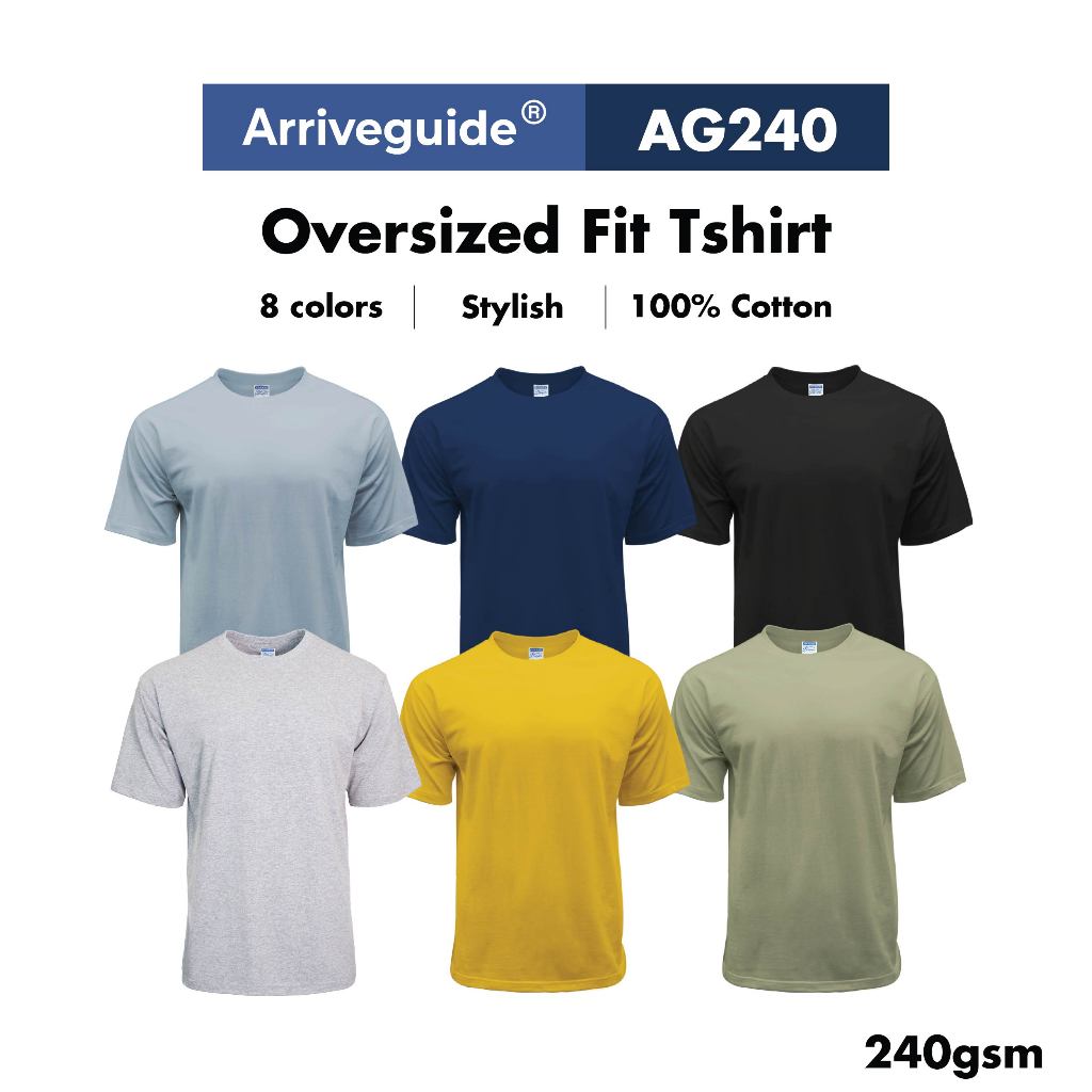 ARRIVE GUIDE Ultimate Cotton 240gsm Oversized T-Shirt Unisex Side Seam ...