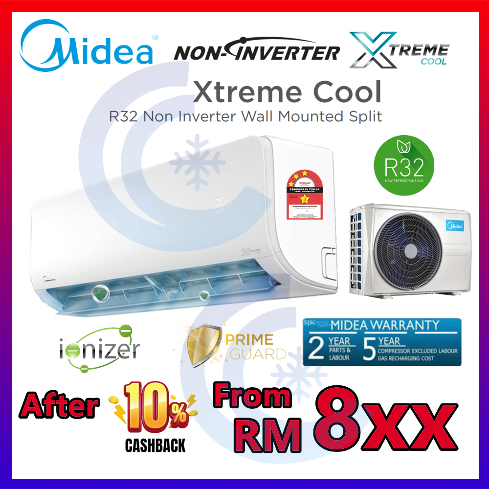 Midea R32 1HP - 2.5HP Non Inverter Air Conditioner Xtreme Cool MSAG-10CRN8 MSAG-13CRN8 MSAG ...