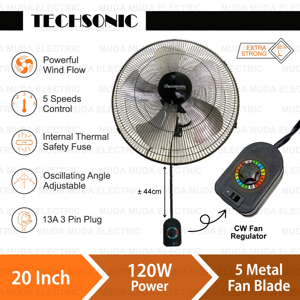 Techsonic / Isonic 20 Inch Industrial Wall Fan TS-2033TWF / CTF-IWF20 ...