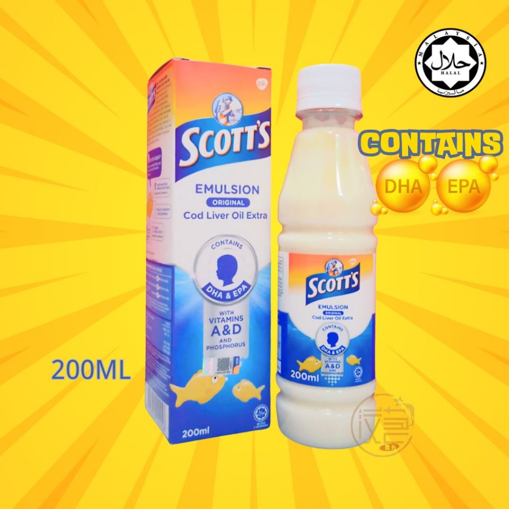 SCOTT'S Emulsion Original Cod Liver Oil Extra Vitamin A & D (with DHA ...