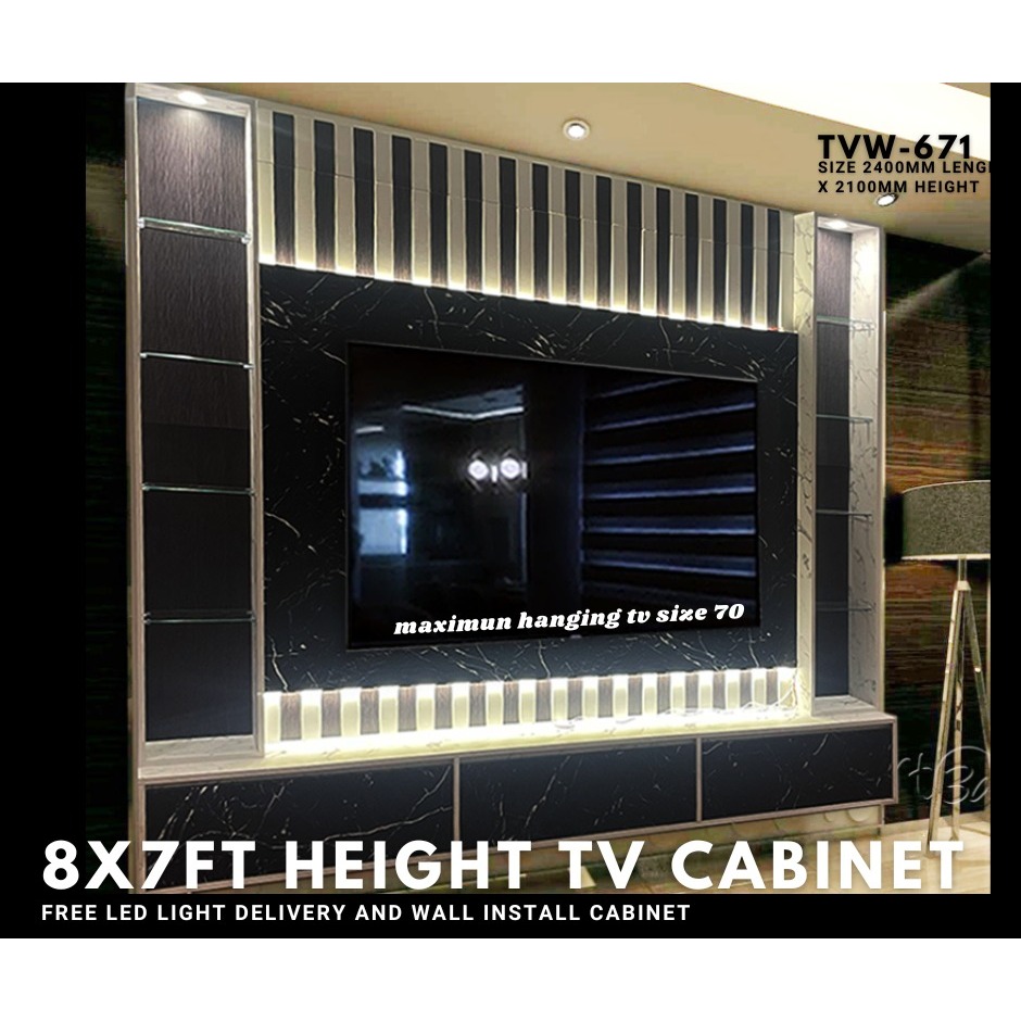TV Hanging Cabinet TVW-671🔥FREE INSTALLATION🔥 With Led Light/Wall TV ...