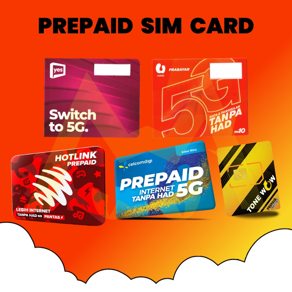 SIM Card Unlimited Internet Prepaid Prabayar YES UMOBILE MAXIS HOTLINK ...