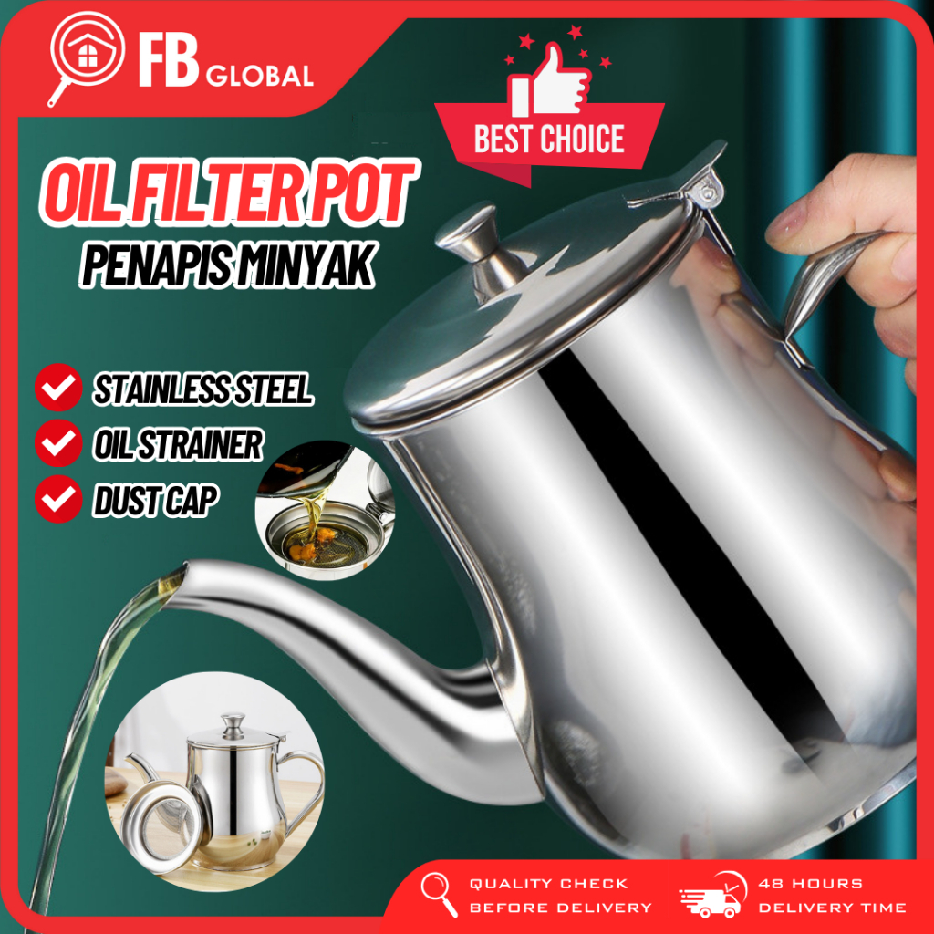 Large Capacity 304 Stainless Steel Oil Pot Filter Oil Storage Grease ...