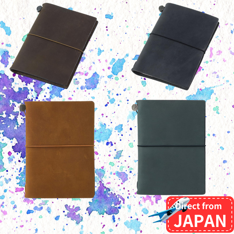 DESIGNPHIL MIDORI Traveler's notebook Passport size, Camel Black Blue ...