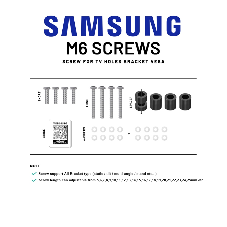 SET M6 Samsung Screw for TV Bracket Wall Mount VESA | Shopee Malaysia