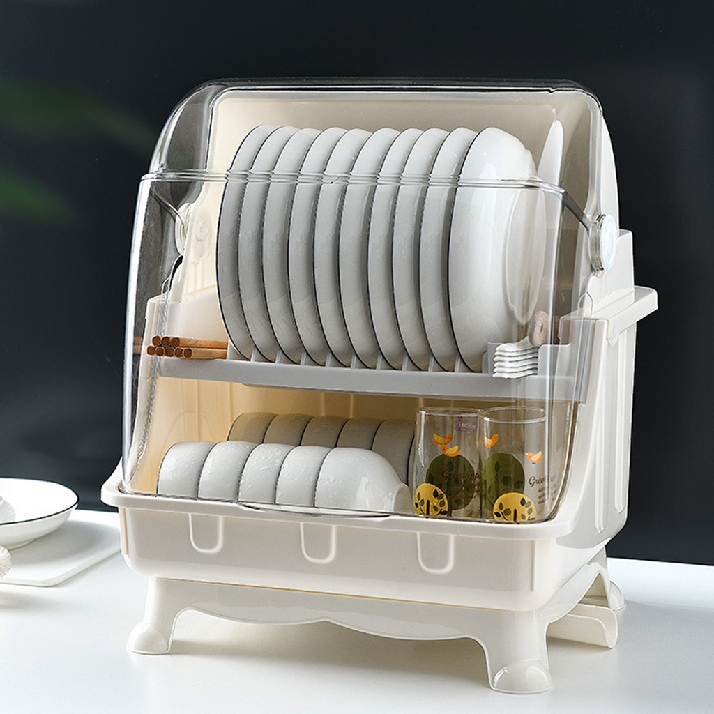 AGL 2Tier Dish Rack Drainer with Cover Double Dish Rack with Lid for ...