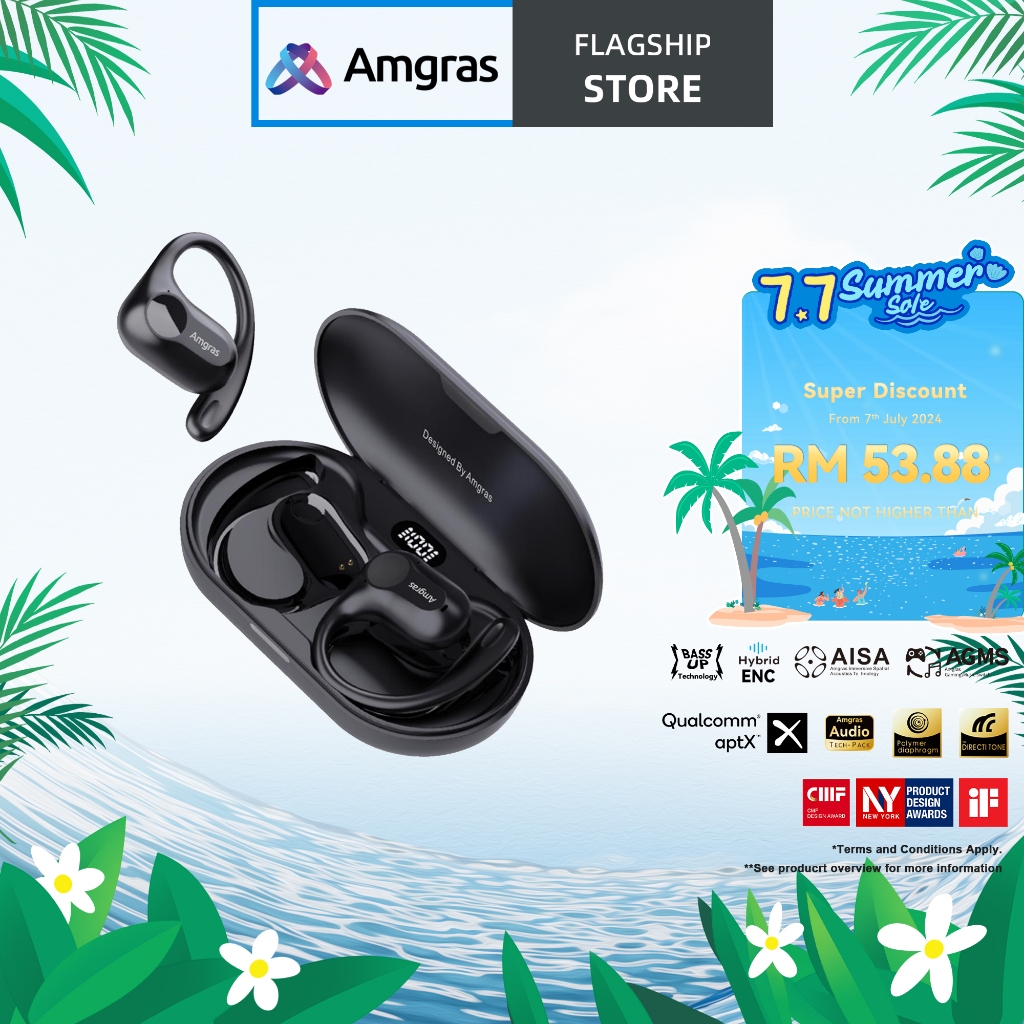 Amgras OpenEcho Ⅲ Ultra Air Conduction Earphone Bluetooth Low Latency ...