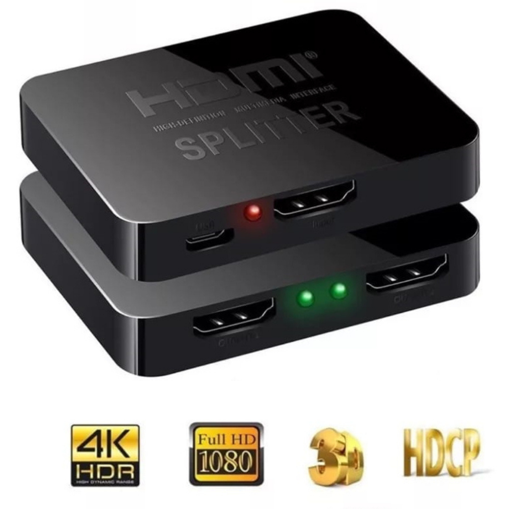 HDMI Splitter 1 in 2 Out 4k Dual Port Spliter Split Screen HDCP Video ...