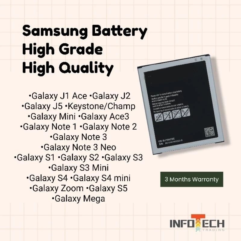 Bateri J110 J1 J2 J5 Note 1 2 3 Neo Keystone S1 S2 S3 S4 mini Zoom S5 Mega s5570 S7275 battery ...
