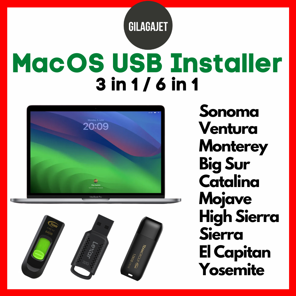 Mac OS USB Pendrive Multiboot Installer Ventura Monterey BigSur Catalina Mojave High Sierra El ...