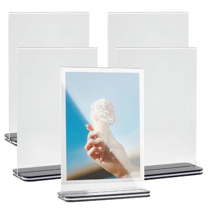 A6 Paper Table Menu Stand T-Shape Card Display Stand Acrylic Vertical ...