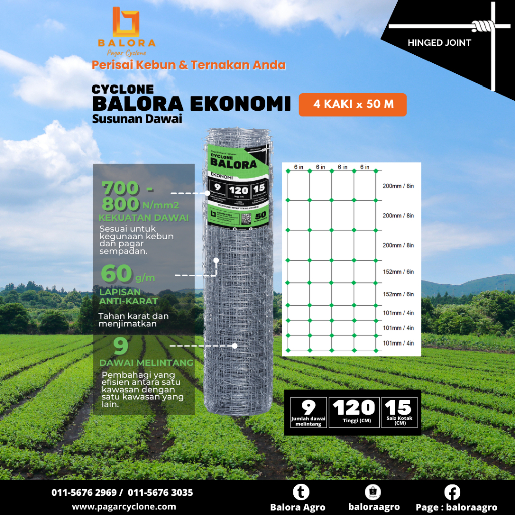 PAGAR CYCLONE BALORA EKONOMI 4 KAKI / 5 KAKI / 6 KAKI | Shopee Malaysia