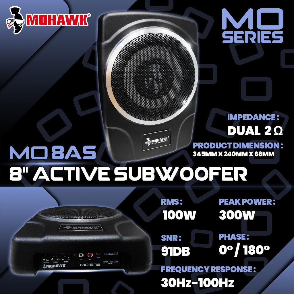 Mohawk MO-Series 8″ Active Subwoofer Car Audio Sound System | Shopee ...