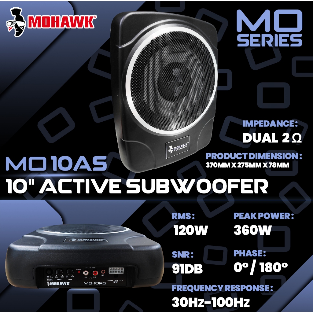 Mohawk MO-Series 10″ Active Subwoofer Car Audio Sound System | Shopee ...