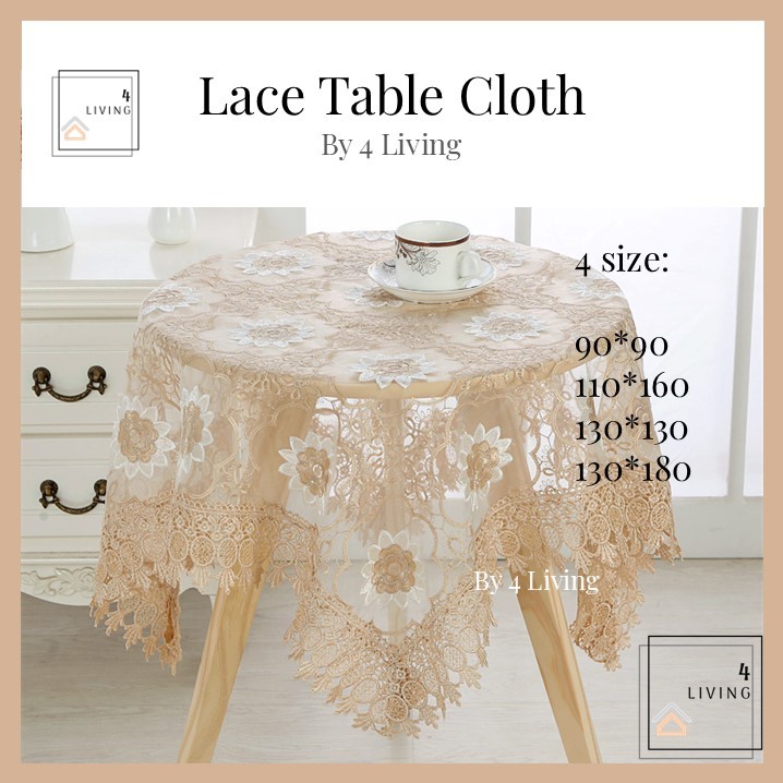 Alas Meja Corak Bunga Lace Table Cloth Alas Meja Kain Meja Cloth Coffee ...