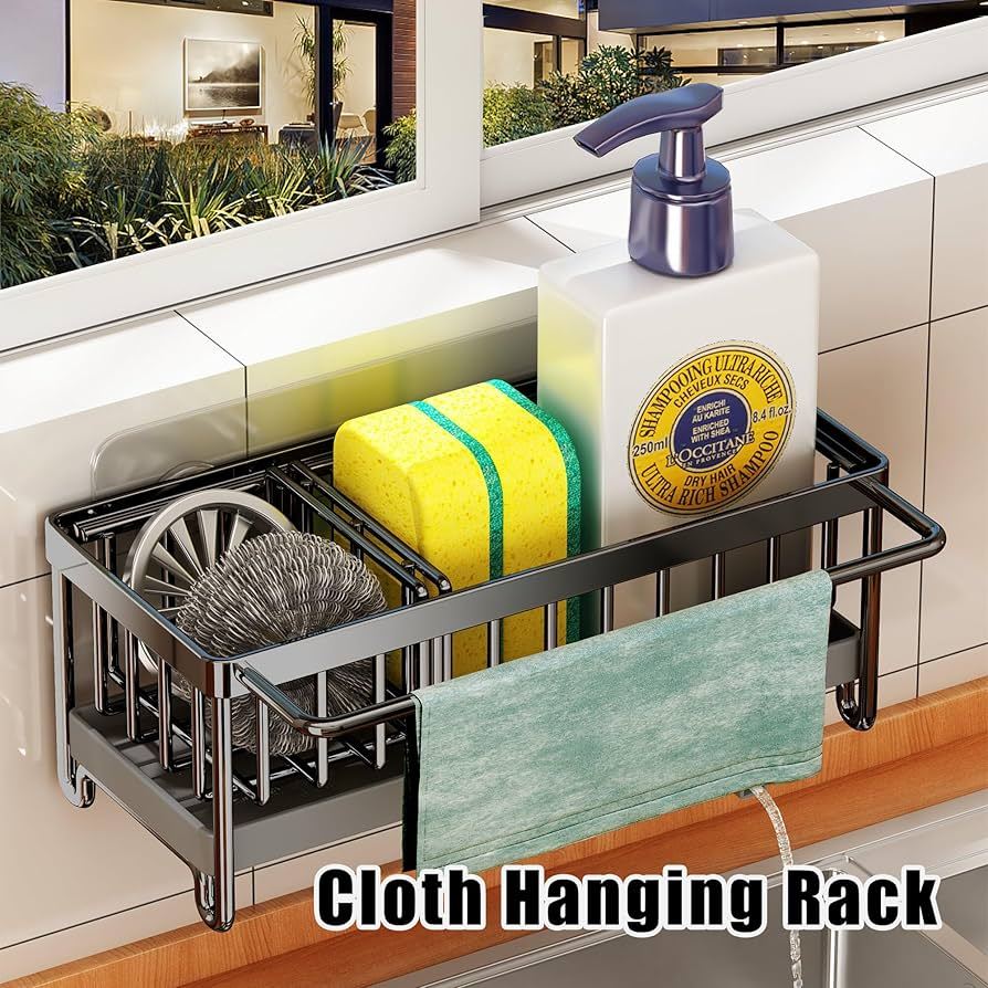 Kitchen Sponge Holder wash disher Soap holder Cloth hanging rack Sink ...