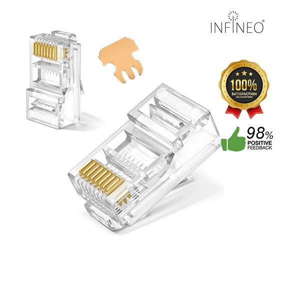INFINEO Cat6 RJ45 Ethernet Crystal Plug Connector LAN Cable Adapter ...