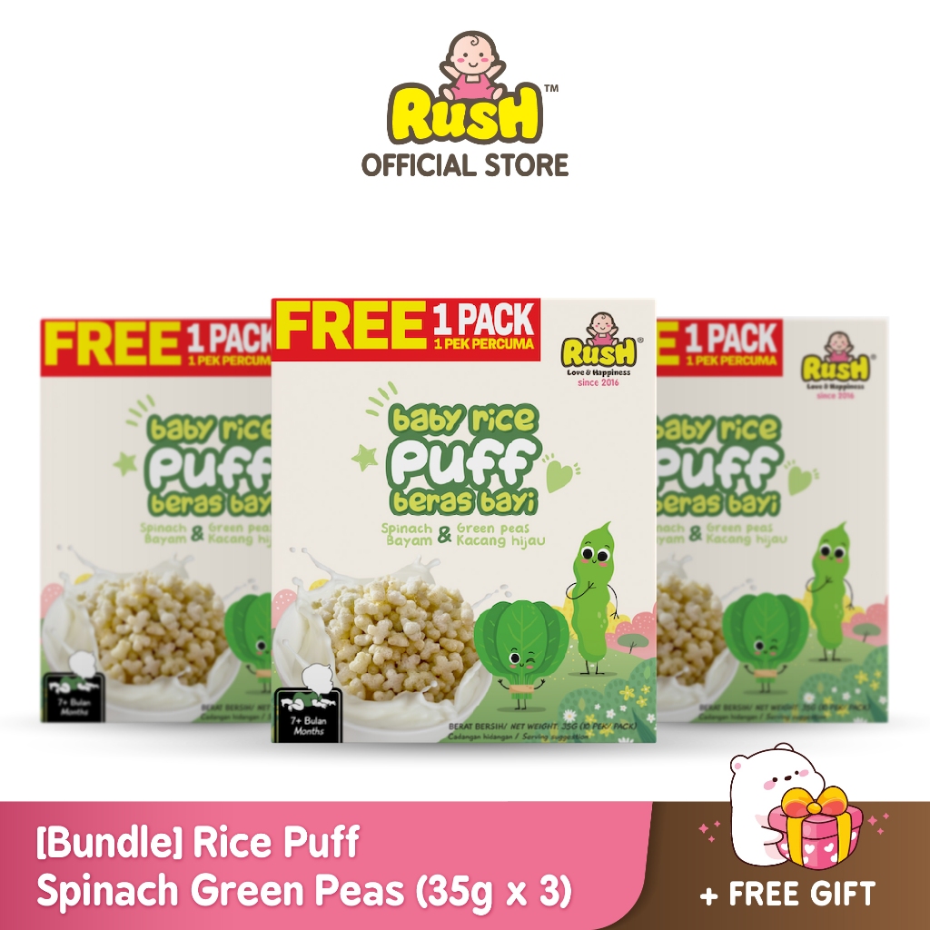 Rush Baby Rice Puff Spinach Green Peas (3 box x 30g) | Shopee Malaysia