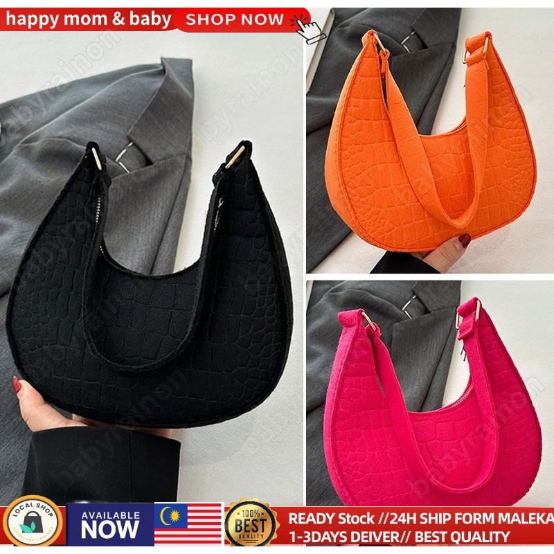 READY STOCK Vintage Dumpling Underarm Bag Women Zipper Shoulder Bag ...