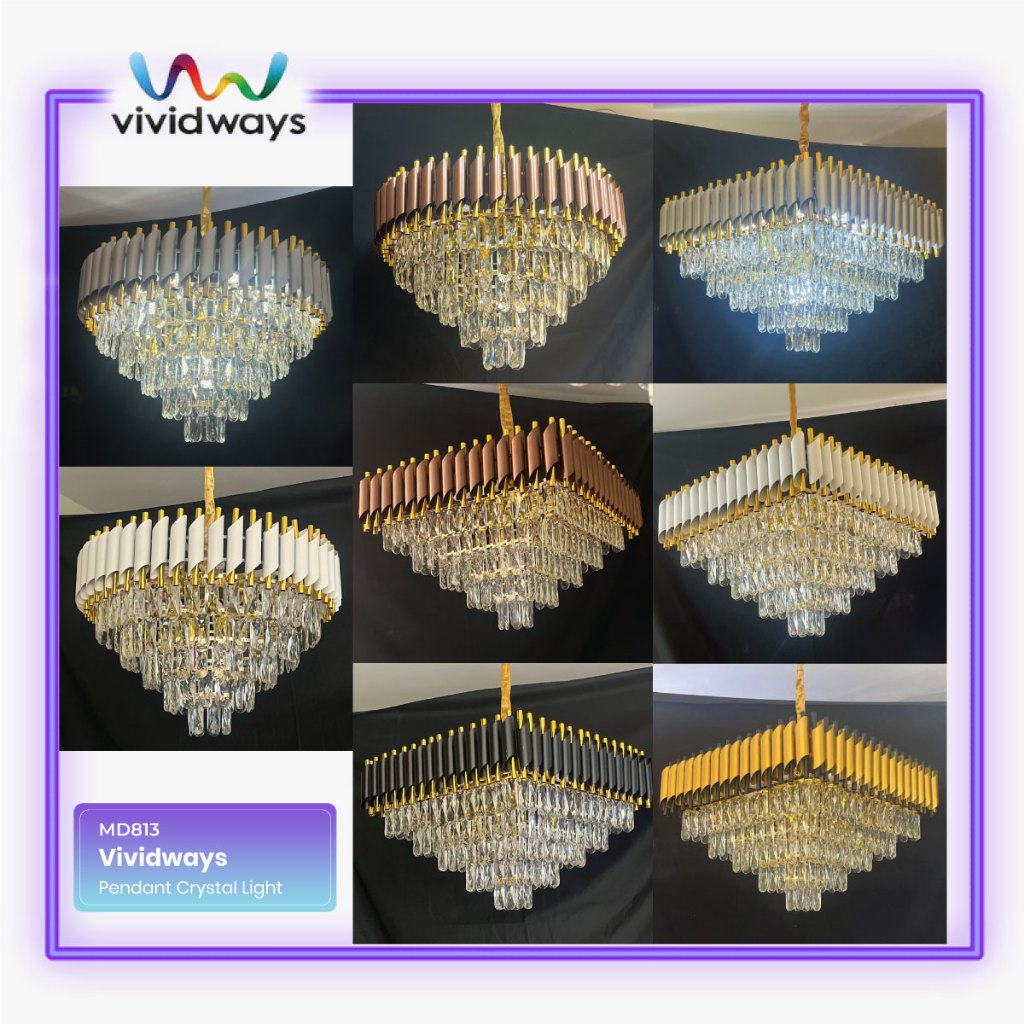 K2 VIVIDWAYS MD813 Crystal Pendant Light 600MM/Lampu Kristal | Shopee ...