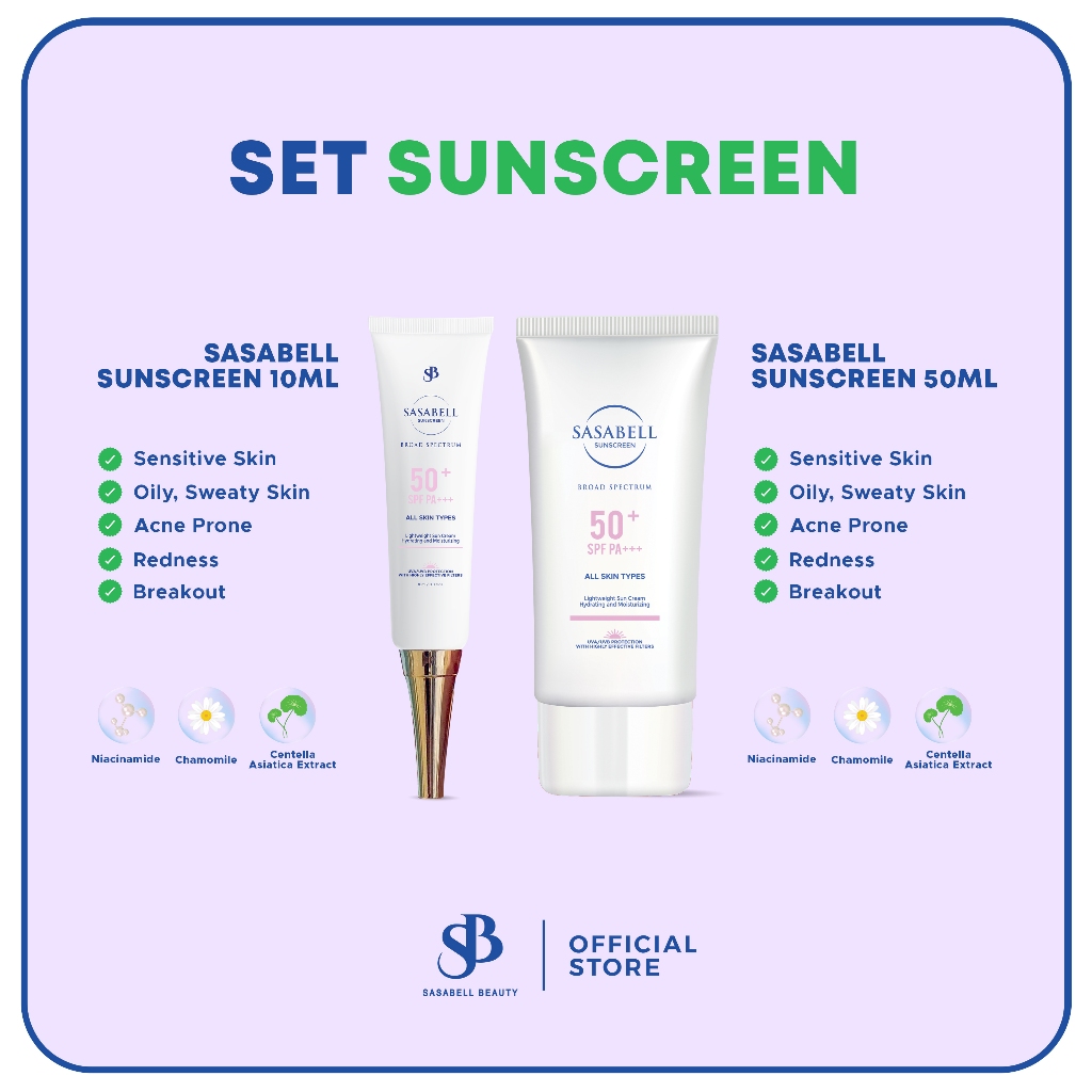 SASABELL- Set Sunscreen (Sunscreen 50ml + Sunscreen 10ml) | Shopee Malaysia