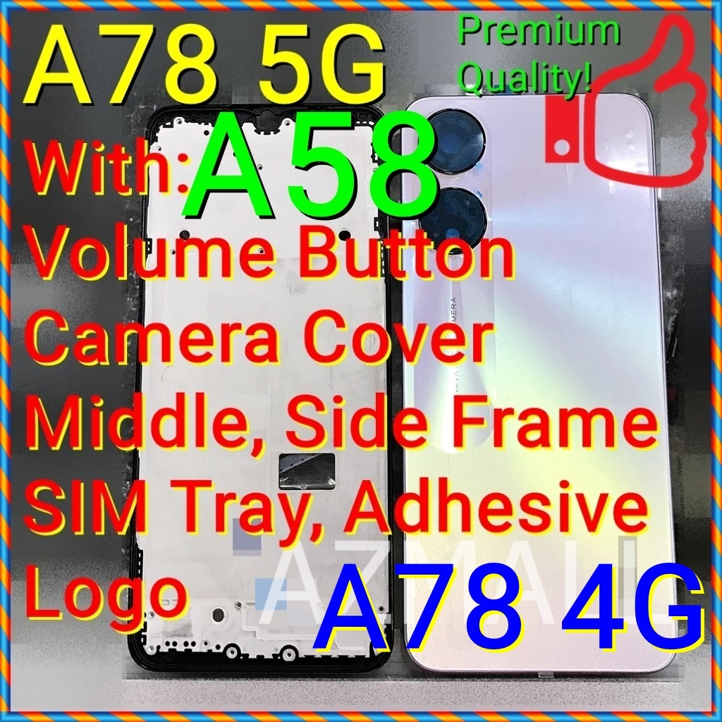(2 Colors) NEW ORI Full Housing Side Frame Battery Cover Oppo A78 5G ...
