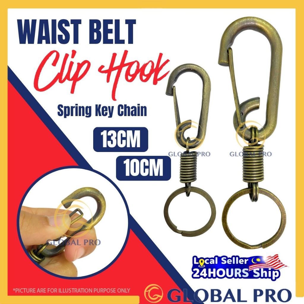 1PC 10CM/13CM Metal Spring Loaded Clasp Split Ring Key Holder Keychain ...