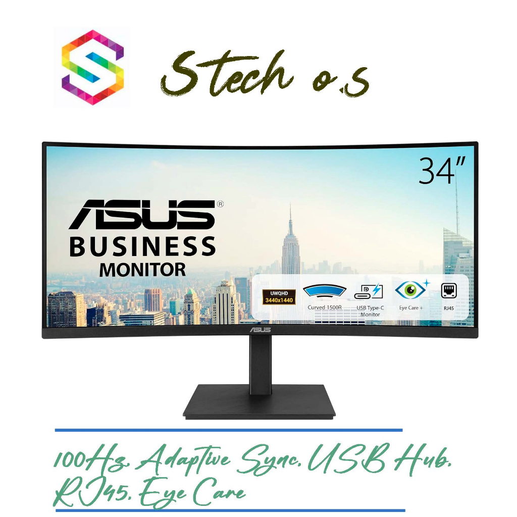 ASUS 34” Ultra wide Curved USB-C Docking Monitor (VA34VCPSN)- New ...