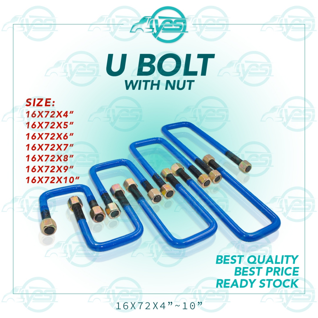 U BOLT SPRING WITH NUT FRONT TRUCK LORRY 16X72X4"~15" | Shopee Malaysia