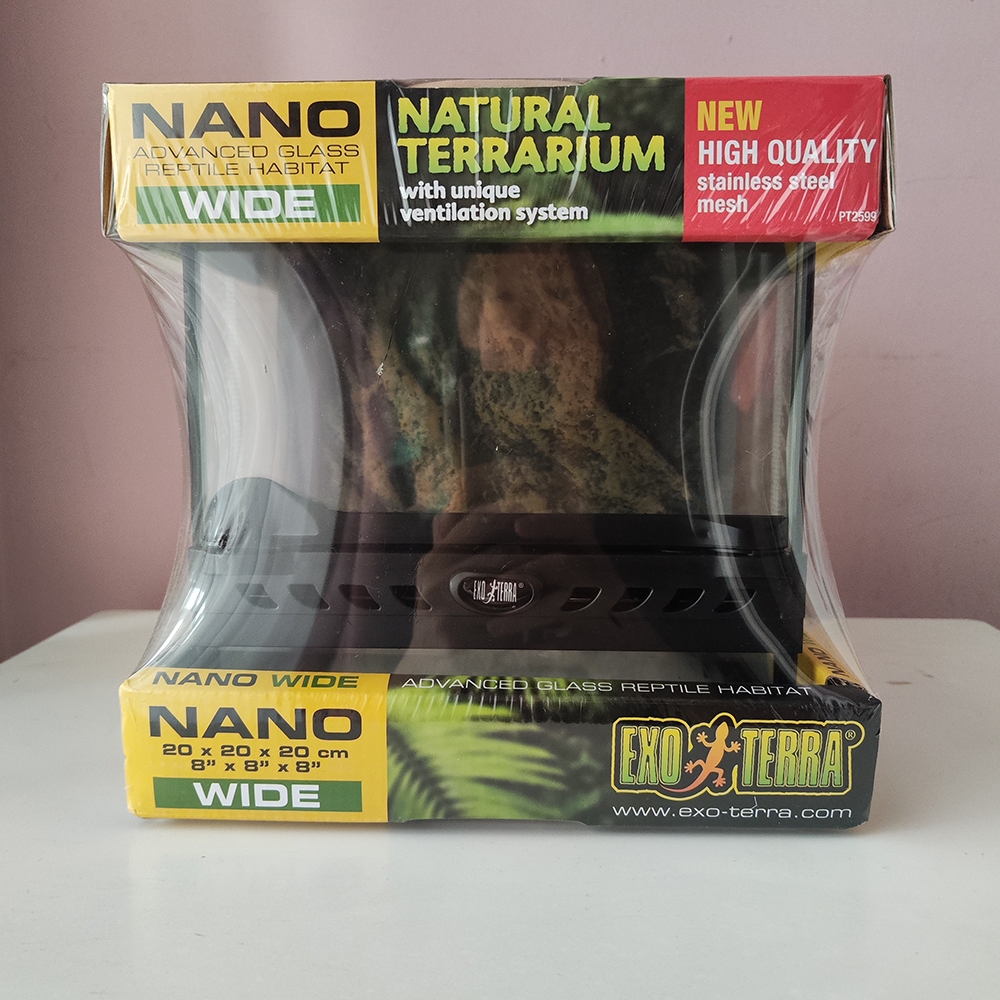 Exo terra Terrarium PT2599, Nano wide 20x20x20cm, advanced glass reptile habitat with unique ...