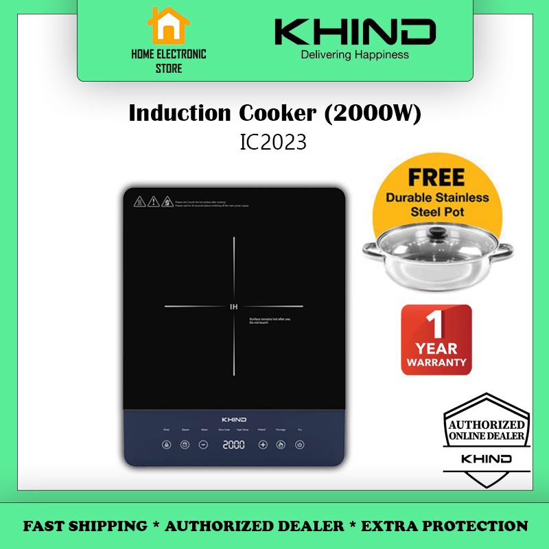KHIND 2000W Induction Cooker IC2023 8 Preset Cooking Functions | Shopee ...
