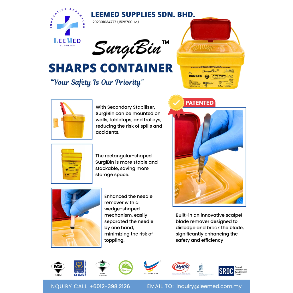SurgiBin Medical Waste Disposal / Sharp Bin / Sharps Container (2.5L / 5L /10L) | Shopee Malaysia