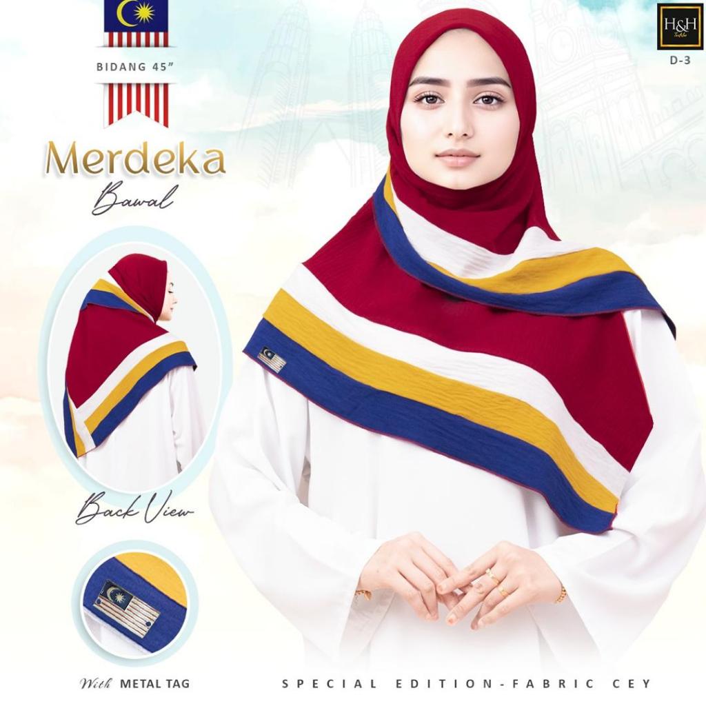 🌟Merdeka 2024🌟 Merdeka Tudung Bawal MERDEKA Pattern Bidang 45" by H ...