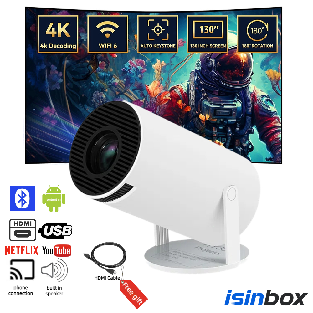 isinbox HY300 Projector 4K Android 11 Smart Projecter Wifi Bluetooth ...