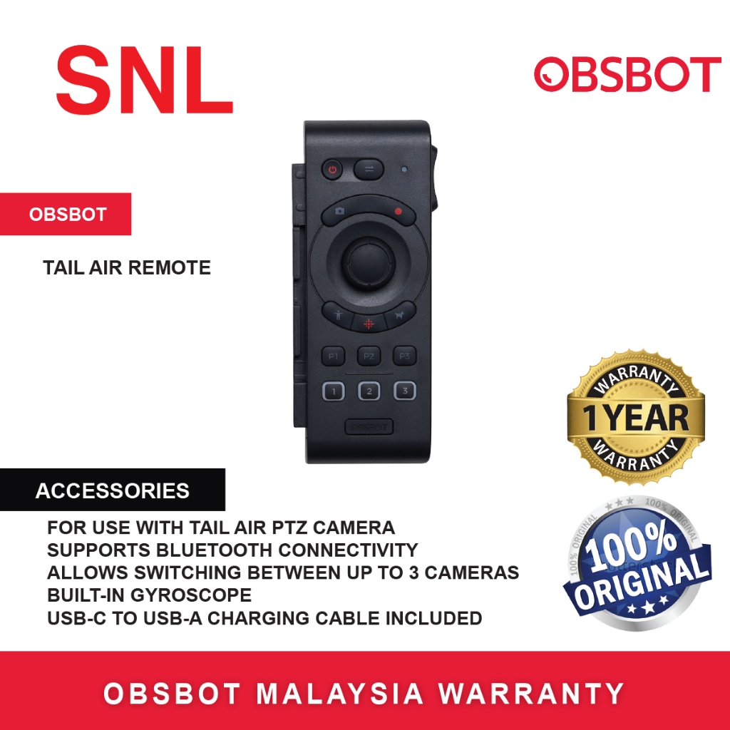OBSBOT Smart Remote Controller with USB Charging Cable for Tail Air PTZ Camera | Shopee Malaysia