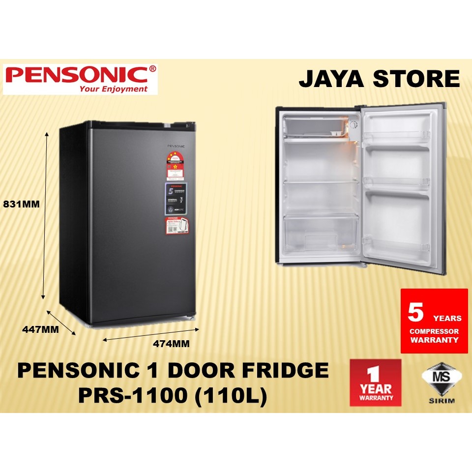 Pensonic 1 Door Refrigerator 110L PRS-1100 | Shopee Malaysia