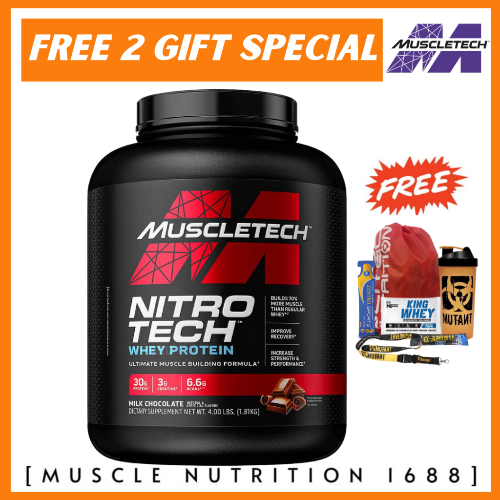 NEW FRESH STOCK‼️ MUSCLETECH NITROTECH 4lbs WHEY LEAN MUSCLE BUILDING ...