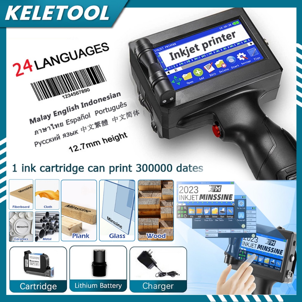 Hand-Held Inkjet Printer Date Time Coder portable Printer Gun Malay Melayu Coding machine for ...