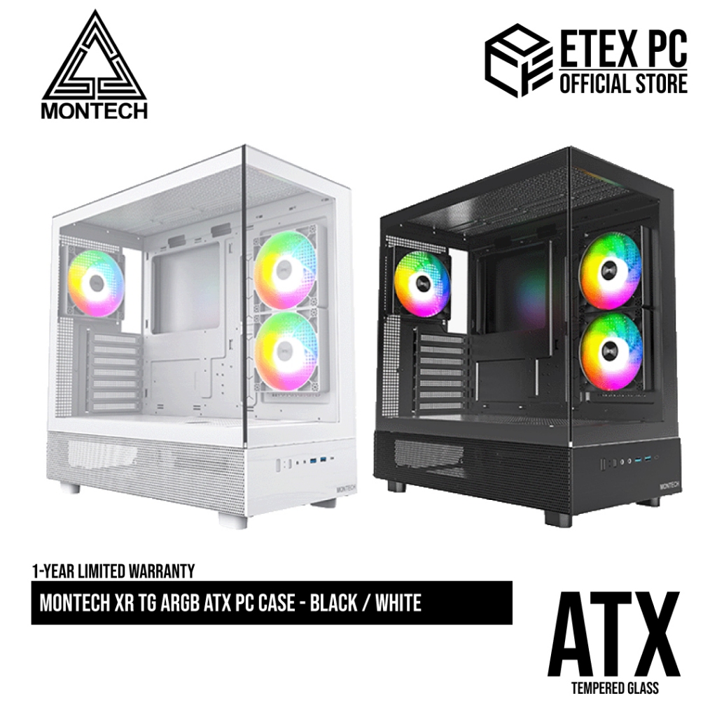 MONTECH XR TG ARGB ATX PC Case - Black / White | Shopee Malaysia