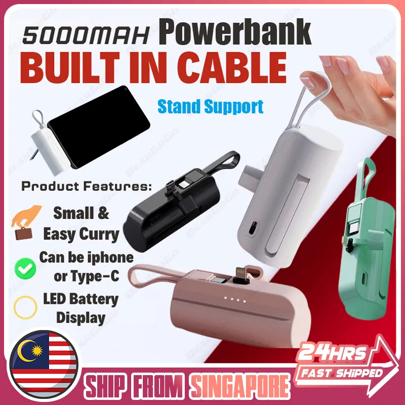 24Hours Pos 2-IN-1 5000mAh Mini Power Bank with Cable Capsule ...