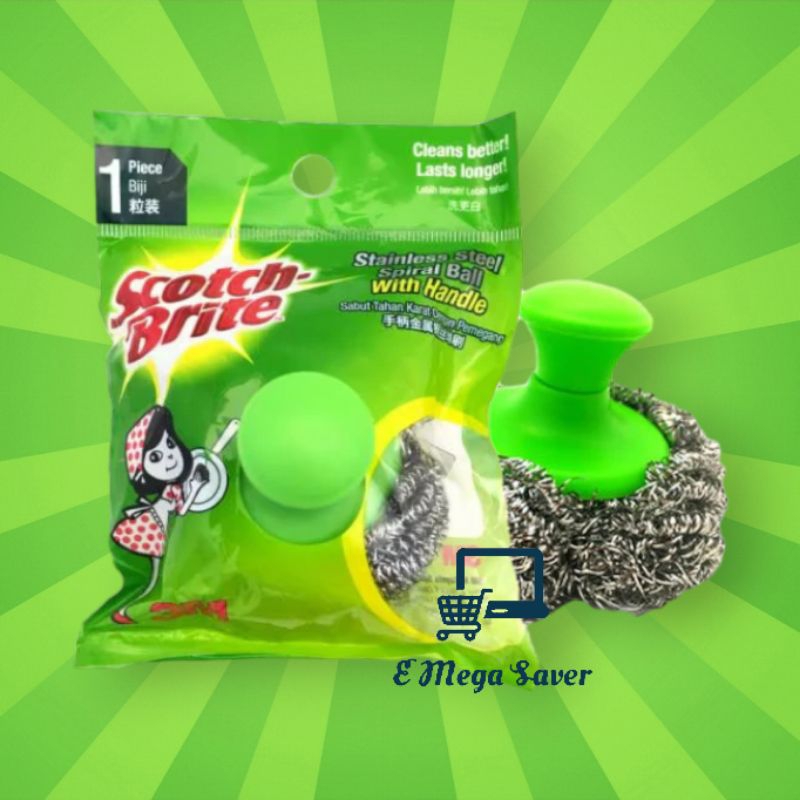 3M Scotch-Brite Metallic Spiral Balls with Handle | Shopee Malaysia
