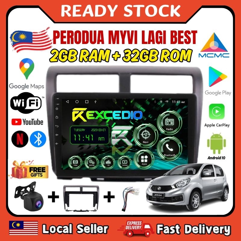 (Free Reverse Camera)1 Set Perodua Myvi Lagi Best Android Player QLED ...