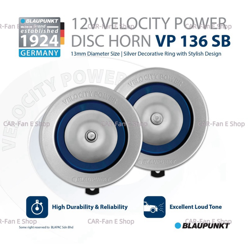 BLAUPUNKT CAR DISC HORN - 12V VELOCITY POWER DISC HORN VP 136 SB ...