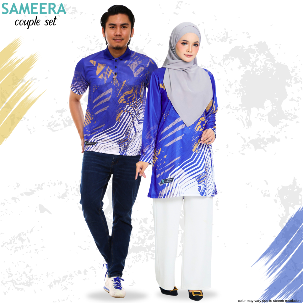 Jersey Aerial Couple Set Sukan Muslimah Men Collar Sedondon Microfibre ...