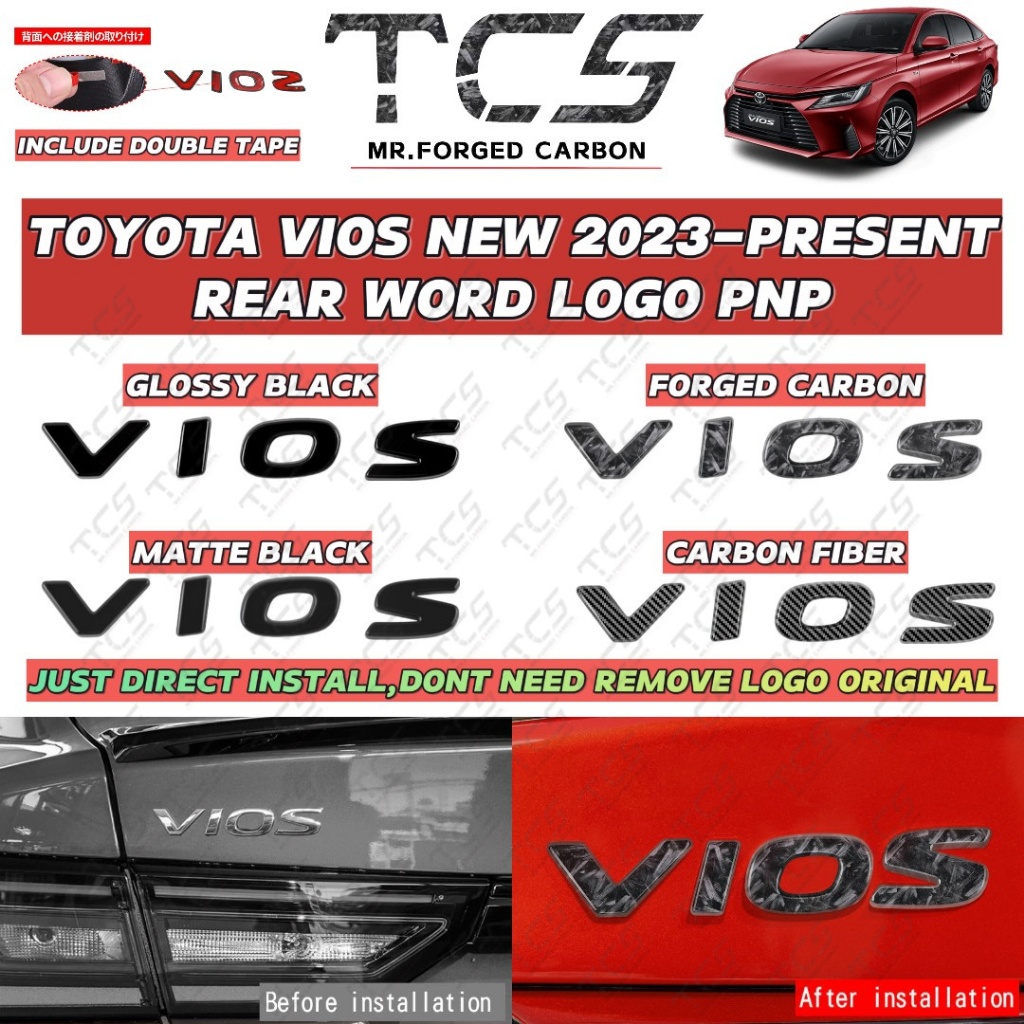 TCS NEW TOYOTA VIOS 2023-PRESENT CAR REAR WORD LOGO EMBLEM PNP DIRECT ...
