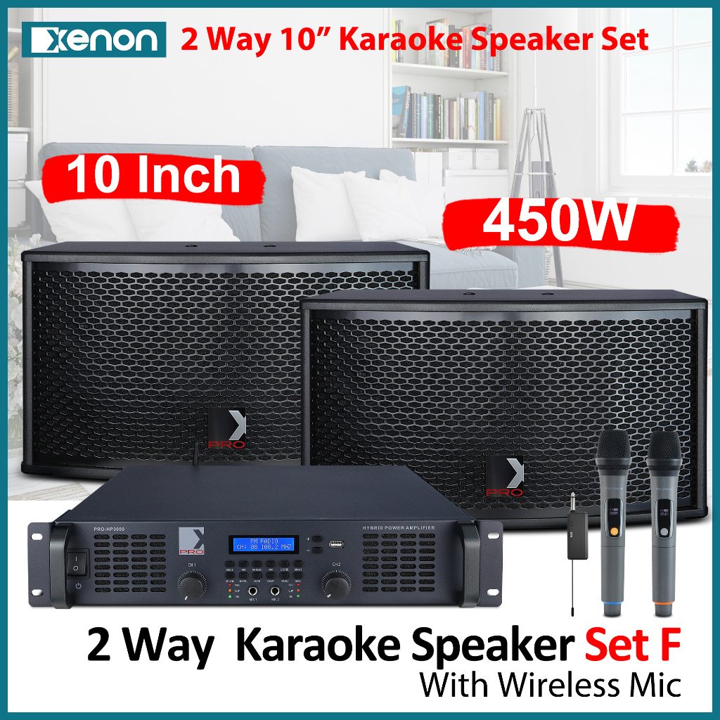 Xenon Karaoke Speaker Set 10inch 2 Way Karaoker Speaker Full Set With ...