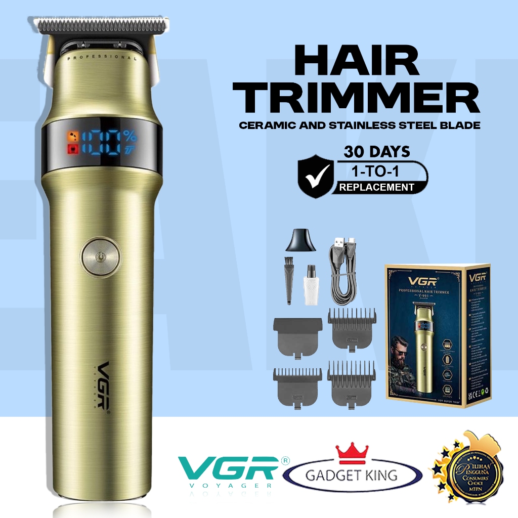 VGR V-991 Professional Hair Trimmer Metal Wire Drawing Housing USB Charging V991 | Shopee Malaysia